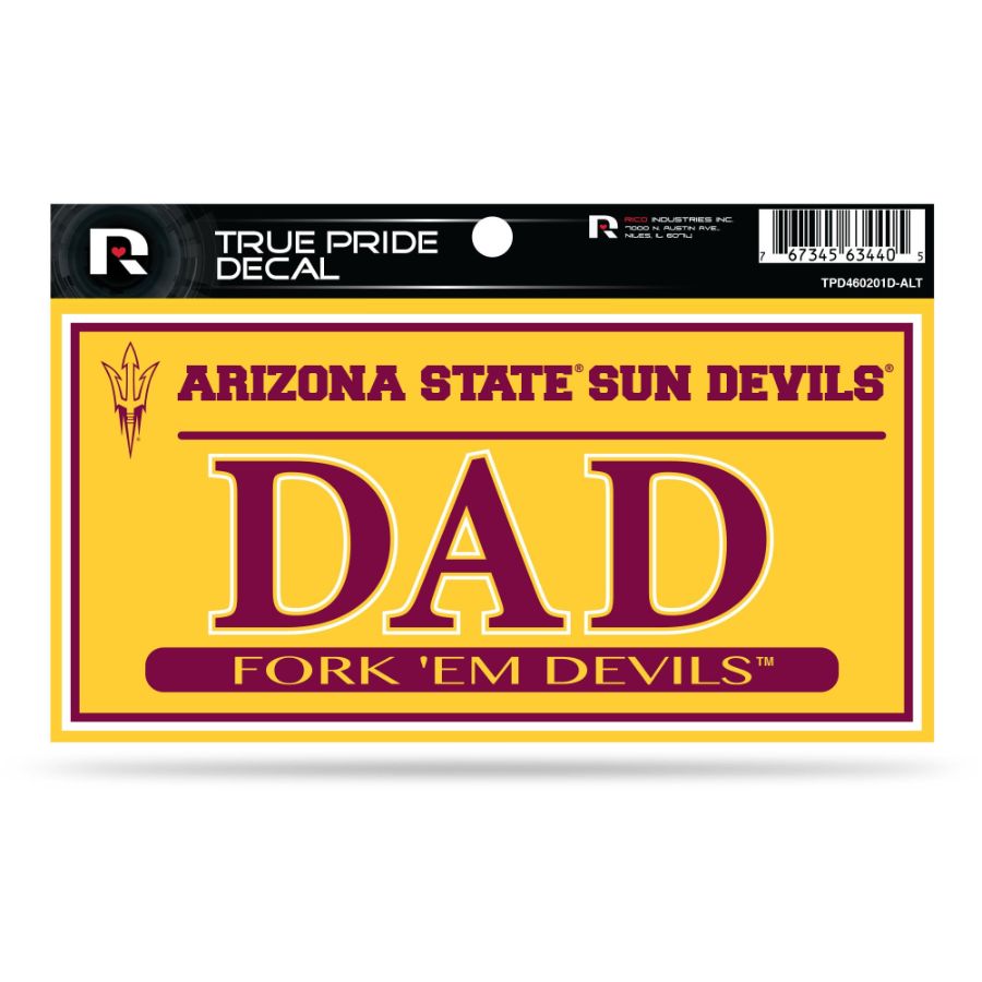 Arizona State University Sun Devils Dad Yellow - 3x6 True Pride Vinyl ...