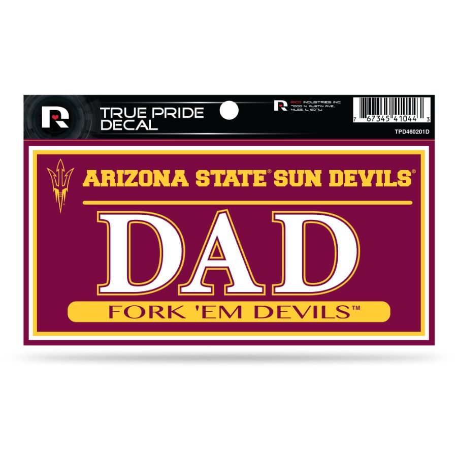 Arizona State University Sun Devils Dad - 3x6 True Pride Vinyl Sticker ...