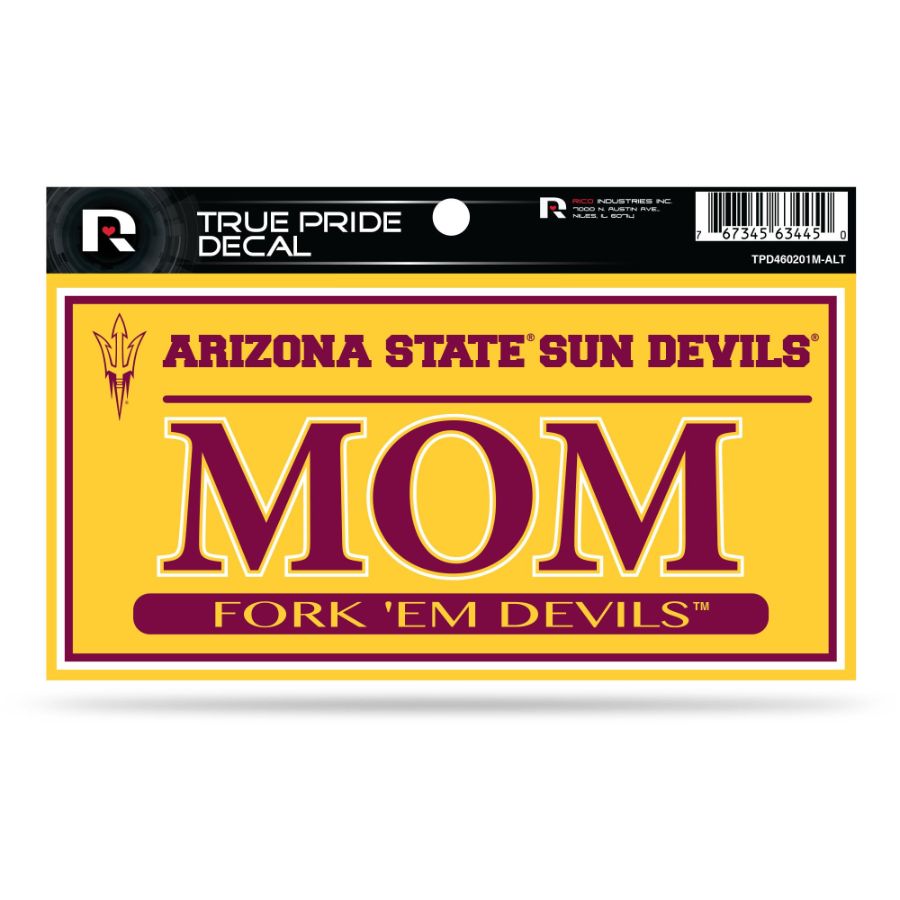 Arizona State University Sun Devils Mom Yellow - 3x6 True Pride Vinyl ...