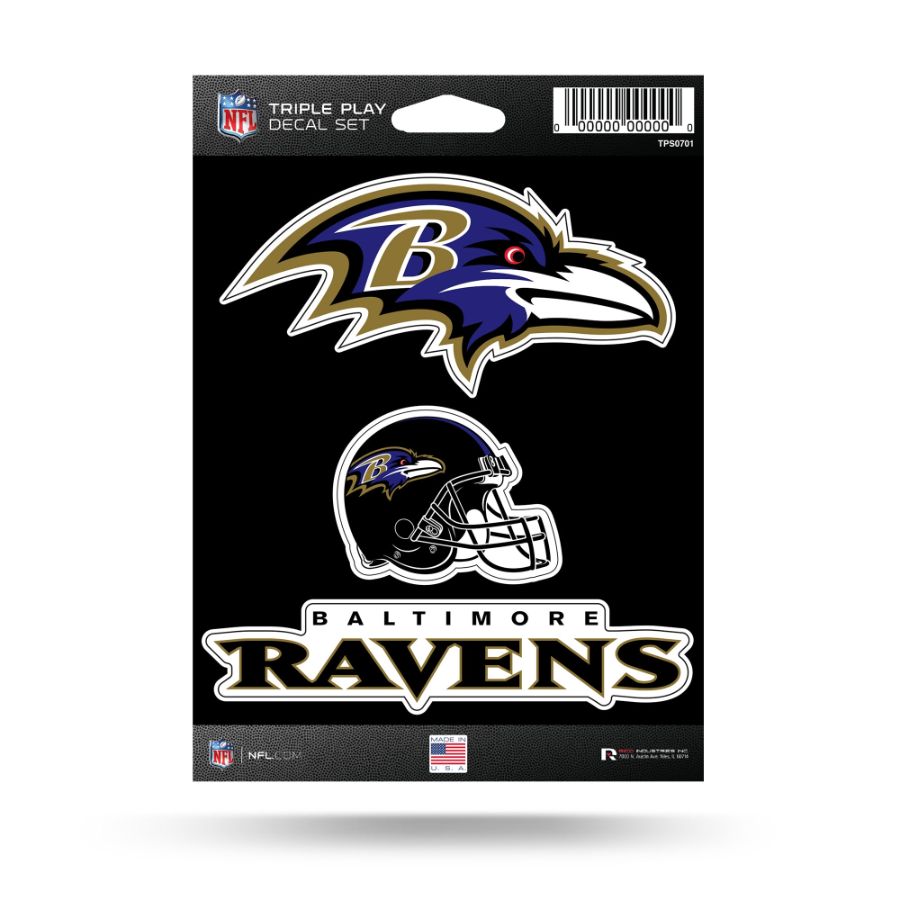 Baltimore Ravens - 3 Piece Triple Play Sticker Sheet at Sticker Shoppe