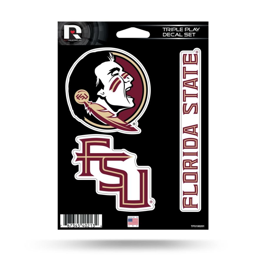 Florida State University Seminoles - 3 Piece Triple Play Sticker Sheet ...
