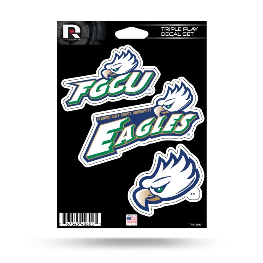 Florida Gulf Coast University Eagles - 3 Piece Triple Play Sticker ...