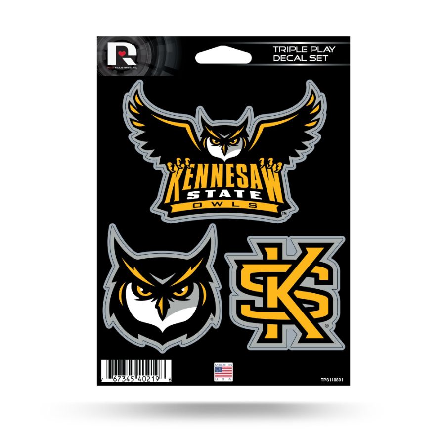 Kennesaw State University Owls - 3 Piece Triple Play Sticker Sheet at ...