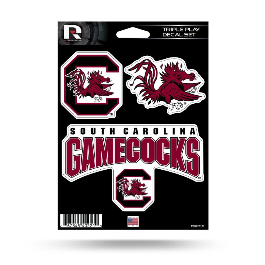 University Of South Carolina Gamecocks - 3 Piece Triple Play Sticker ...