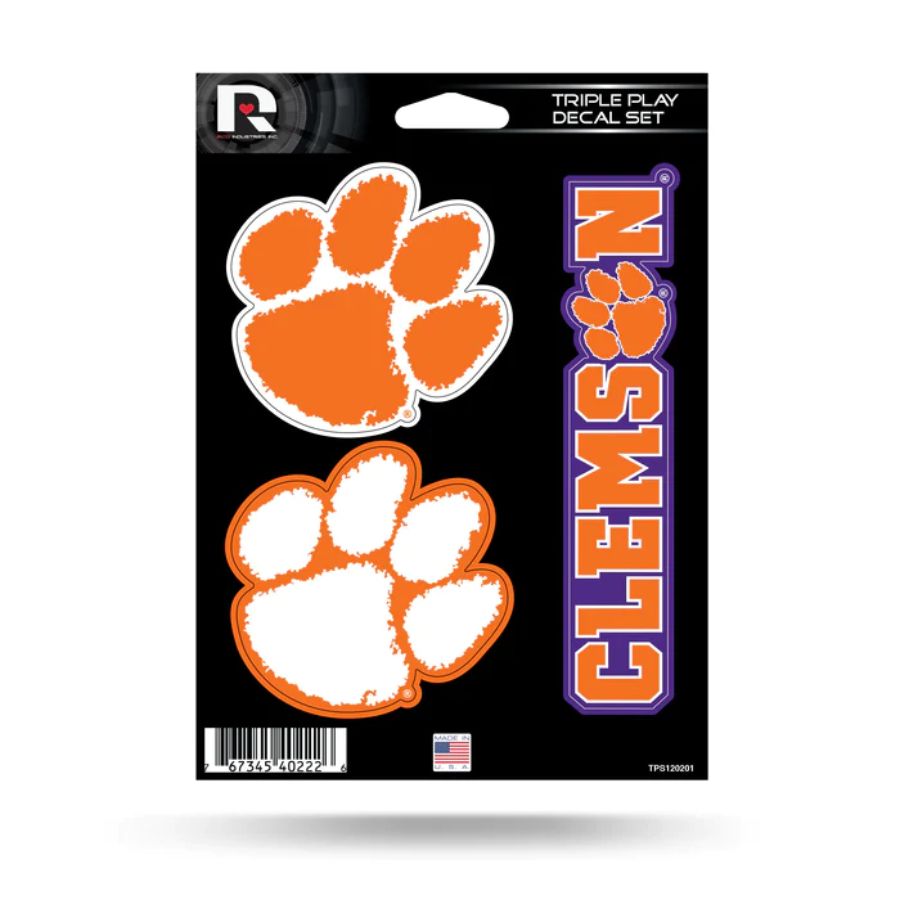 Clemson University Tigers - 3 Piece Triple Play Sticker Sheet at ...