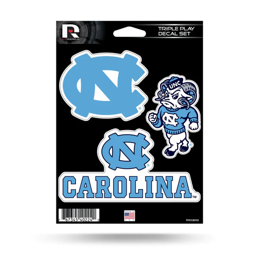 University Of North Carolina Tar Heels - 3 Piece Triple Play Sticker ...