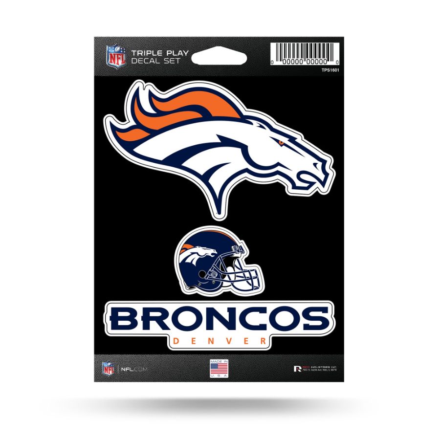 Denver Broncos - 3 Piece Triple Play Sticker Sheet at Sticker Shoppe