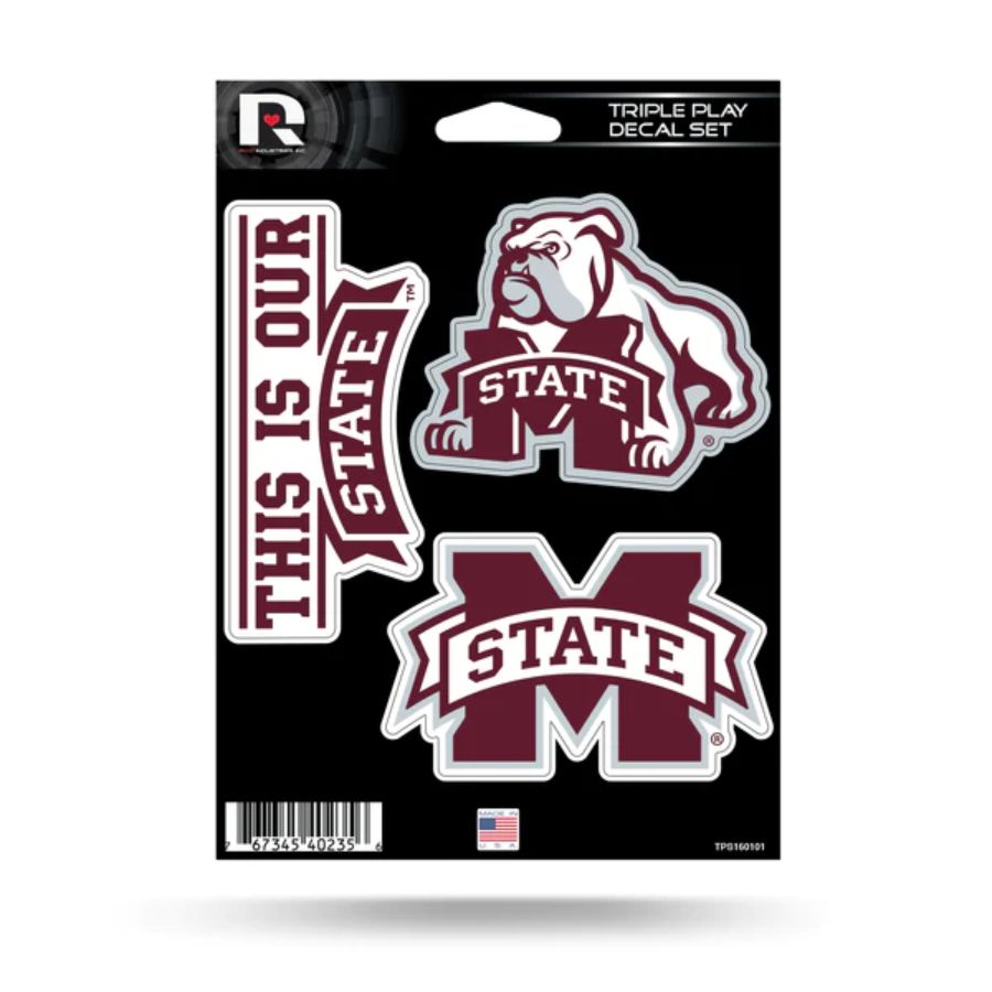 Mississippi State University Bulldogs - 3 Piece Triple Play Sticker ...