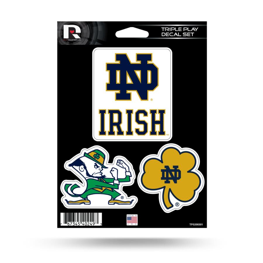 University Of Notre Dame Fighting Irish - 3 Piece Triple Play Sticker ...