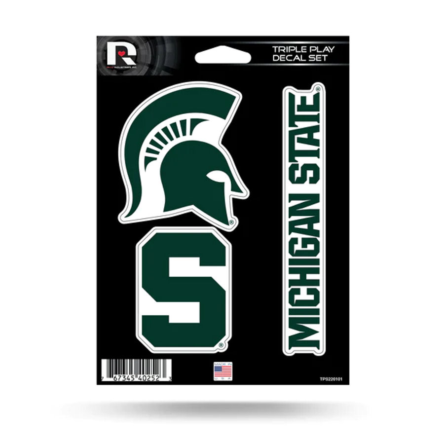 Michigan State University Spartans - 3 Piece Triple Play Sticker Sheet ...