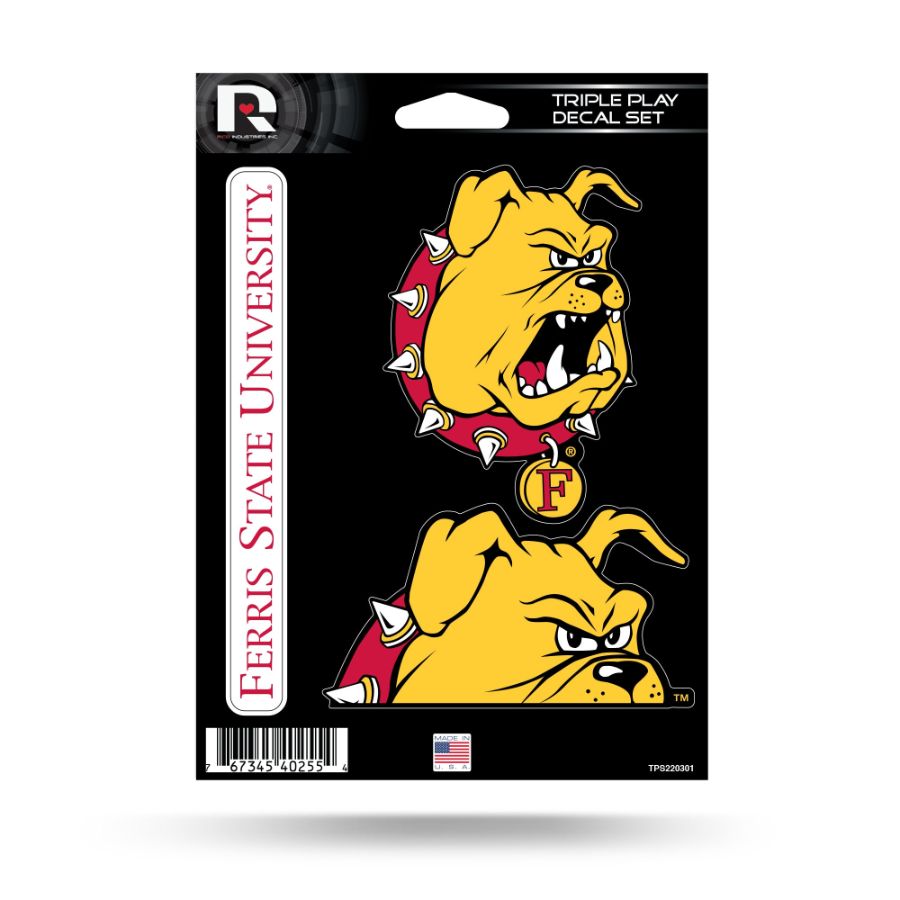 Ferris State University Bulldogs - 3 Piece Triple Play Sticker Sheet at ...