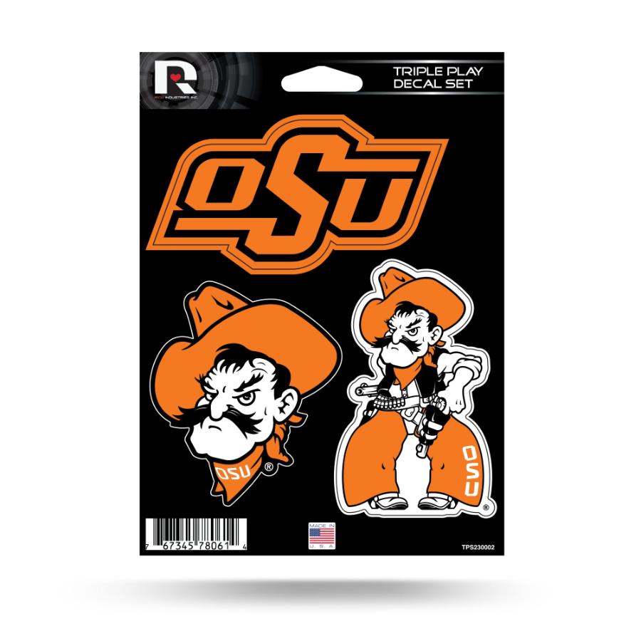 Oklahoma State University Cowboys - 3 Piece Triple Play Sticker Sheet ...