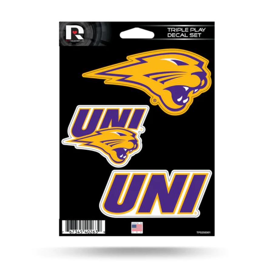 Northern Iowa University Panthers - 3 Piece Triple Play Sticker Sheet ...
