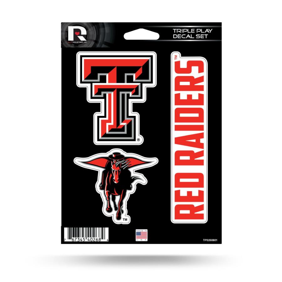 Texas Tech University Red Raiders - 3 Piece Triple Play Sticker Sheet ...