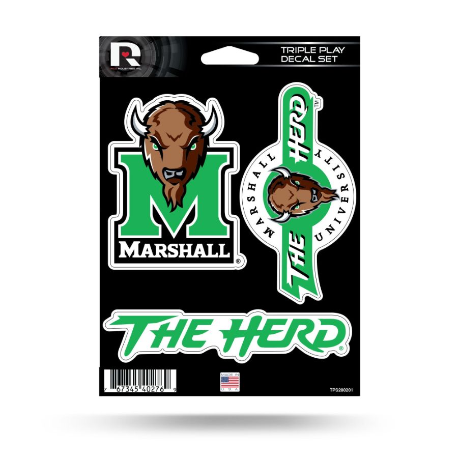 Marshall University Thundering Herd - 3 Piece Triple Play Sticker Sheet ...