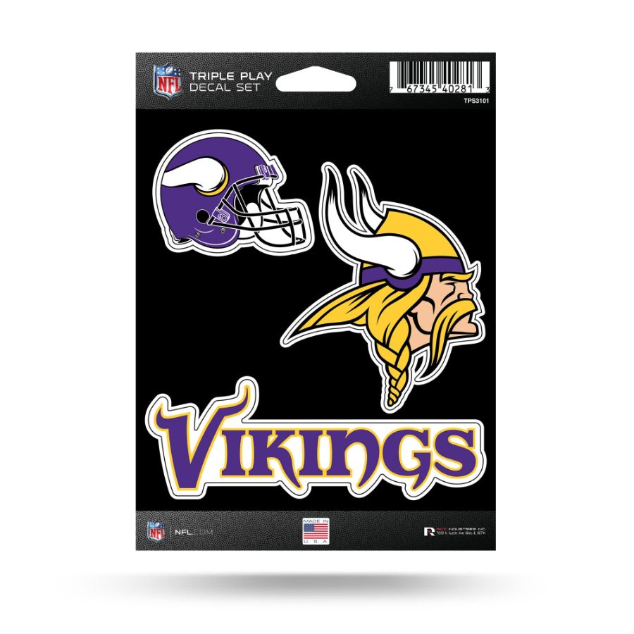 Minnesota Vikings - 3 Piece Triple Play Sticker Sheet at Sticker Shoppe