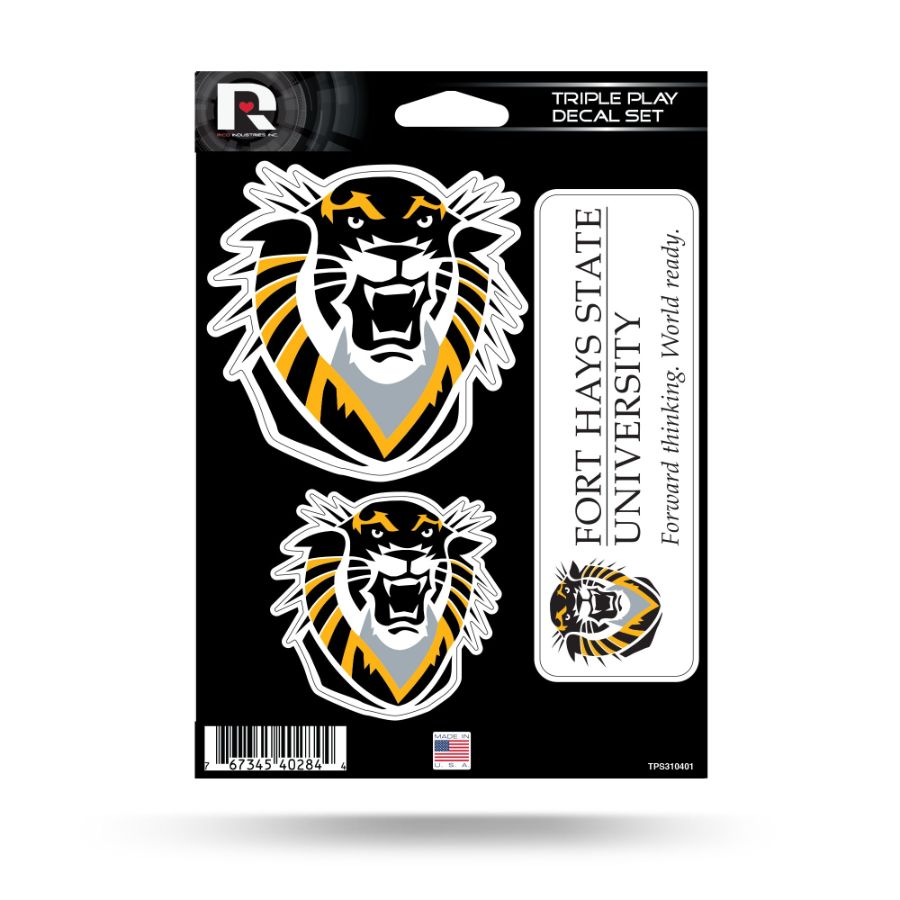 Fort Hays State University Tigers - 3 Piece Triple Play Sticker Sheet ...
