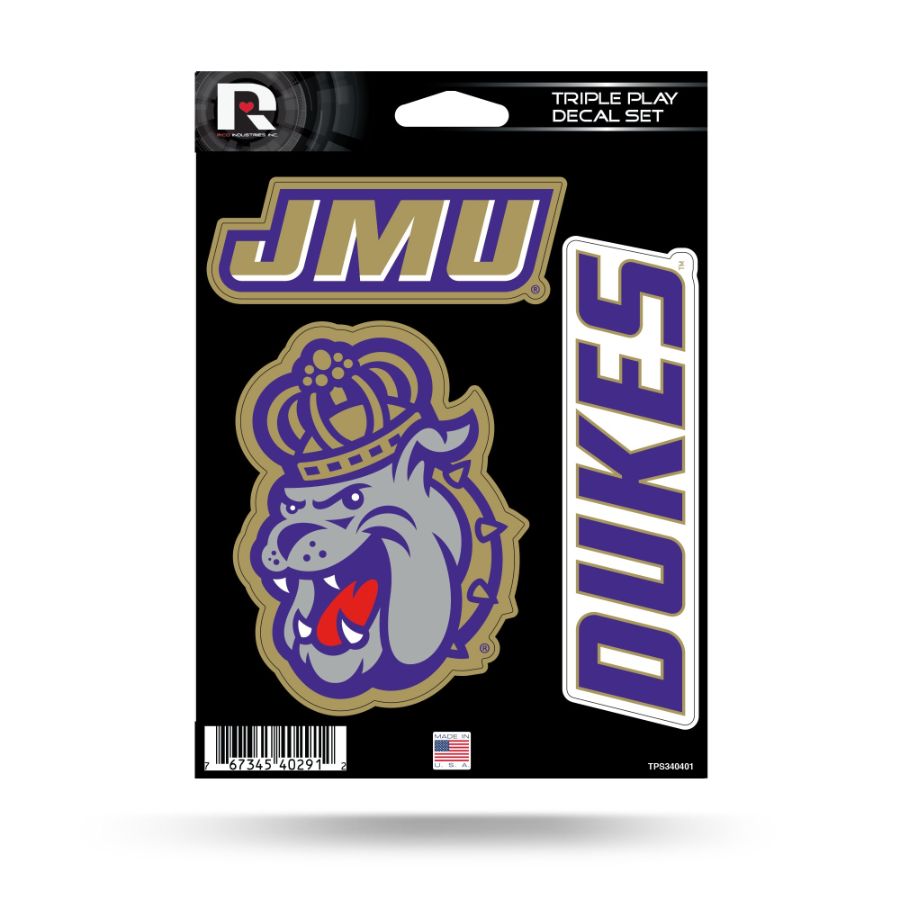 James Madison University Dukes - 3 Piece Triple Play Sticker Sheet at ...