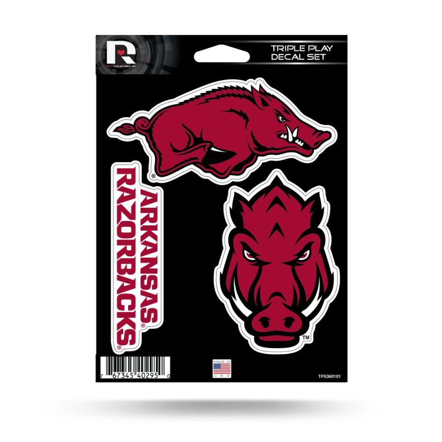 University Of Arkansas Razorbacks - 3 Piece Triple Play Sticker Sheet ...