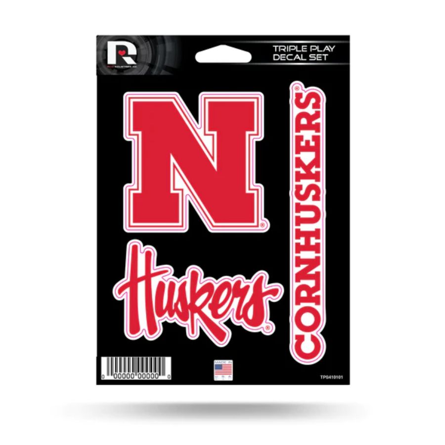 University Of Nebraska Cornhuskers - 3 Piece Triple Play Sticker Sheet ...