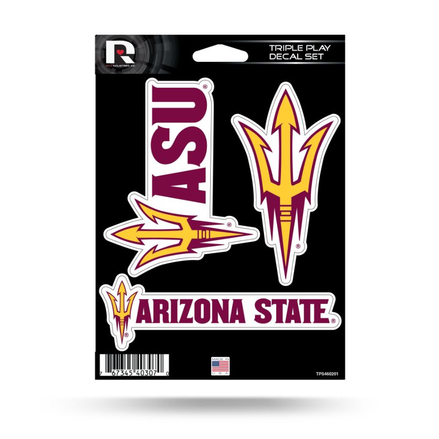 Arizona State University Sun Devils - 3 Piece Triple Play Sticker Sheet ...