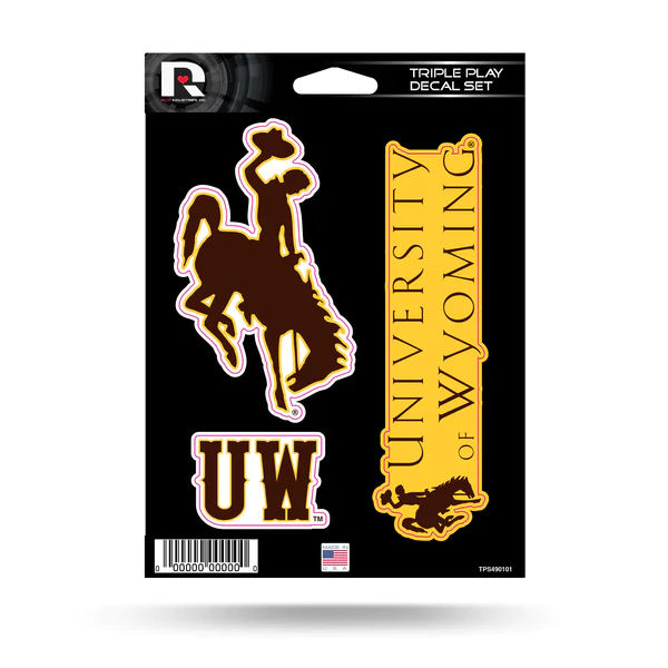 University Of Wyoming Cowboys - 3 Piece Triple Play Sticker Sheet at ...