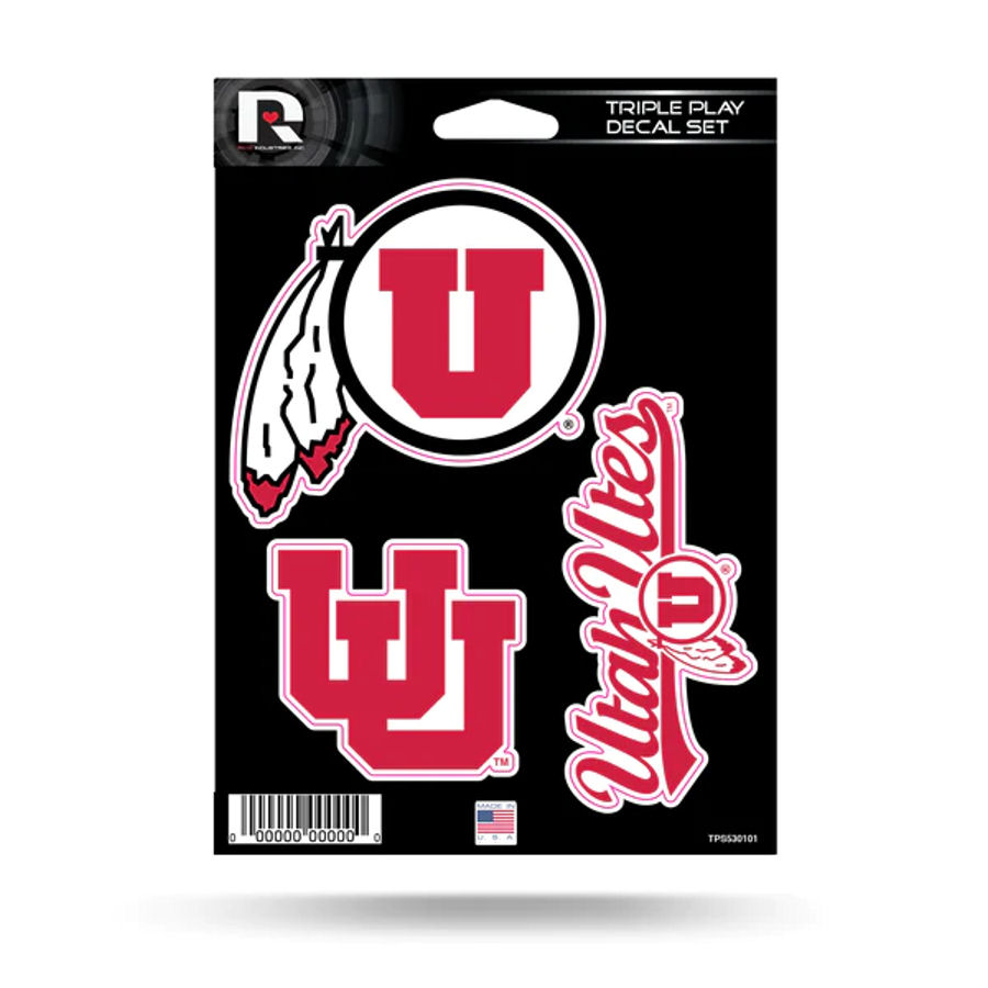 University Of Utah Utes - 3 Piece Triple Play Sticker Sheet at Sticker ...