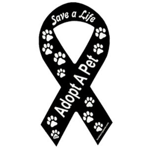 Adopt A Pet - Black Ribbon Magnet at Sticker Shoppe