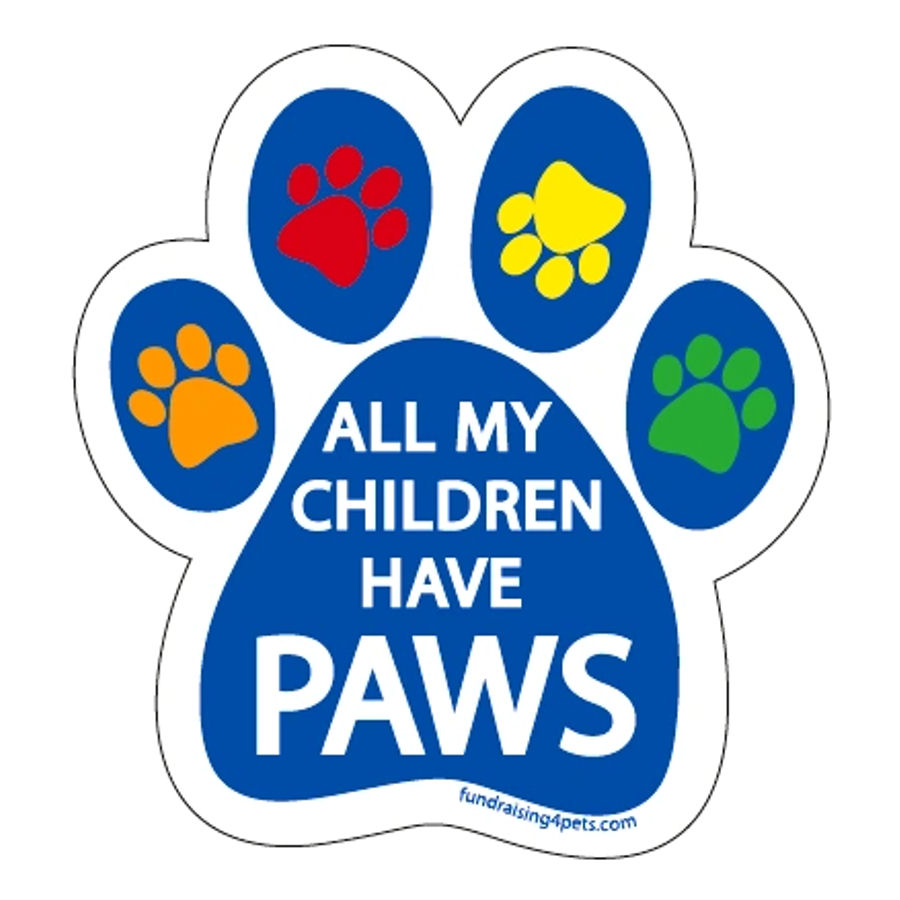 All My Children Have Paws Blue - Paw Magnet at Sticker Shoppe