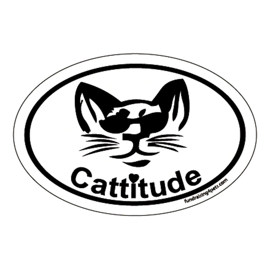 Cattitude - Oval Magnet at Sticker Shoppe