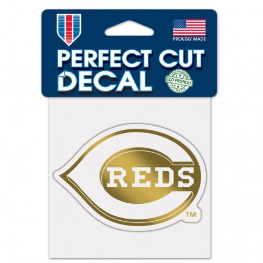 Cincinnati Reds - 4x4 Gold Metallic Die Cut Decal at Sticker Shoppe