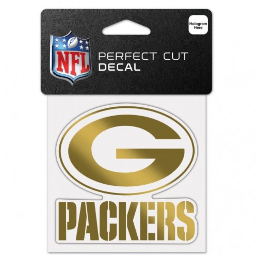 Green Bay Packers - 4x4 Gold Metallic Die Cut Decal at Sticker Shoppe