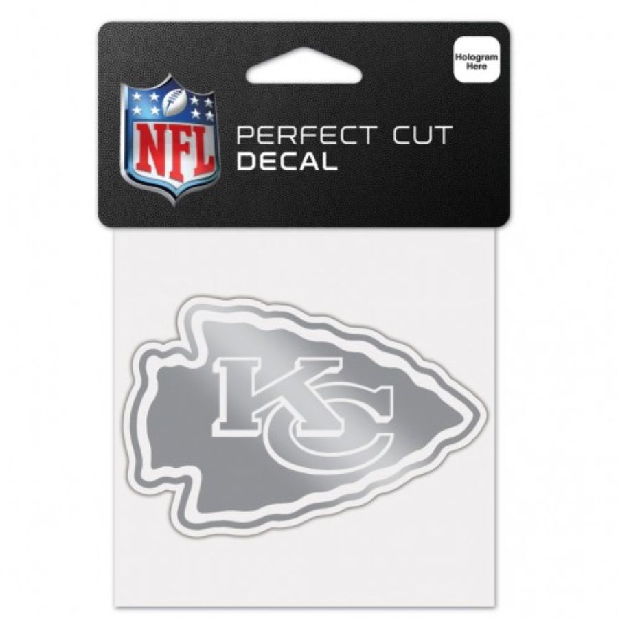 Kansas City Chiefs - 4x4 Silver Metallic Die Cut Decal at Sticker Shoppe