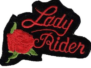 Lady Rider - Embroidered Iron On Patch at Sticker Shoppe