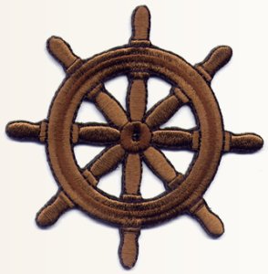 Ship Wheel - Embroidered Iron On Patch at Sticker Shoppe