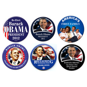 Set of 6 Official 3 Inch Obama Buttons at Sticker Shoppe