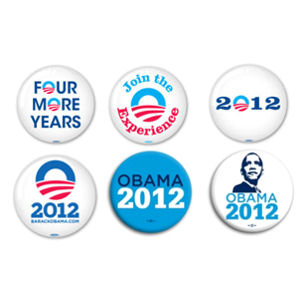Set of 6 Barack Obama Buttons at Sticker Shoppe