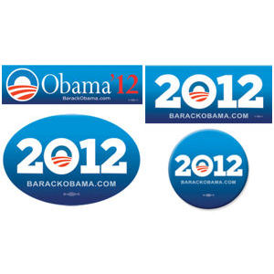 Set of 4 Official 2012 Obama Two Tone Stickers at Sticker Shoppe