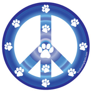 Pet Paws Blue & White Peace Sign - Round Magnet at Sticker Shoppe