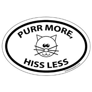 Purr More Hiss Less - Oval Magnet at Sticker Shoppe