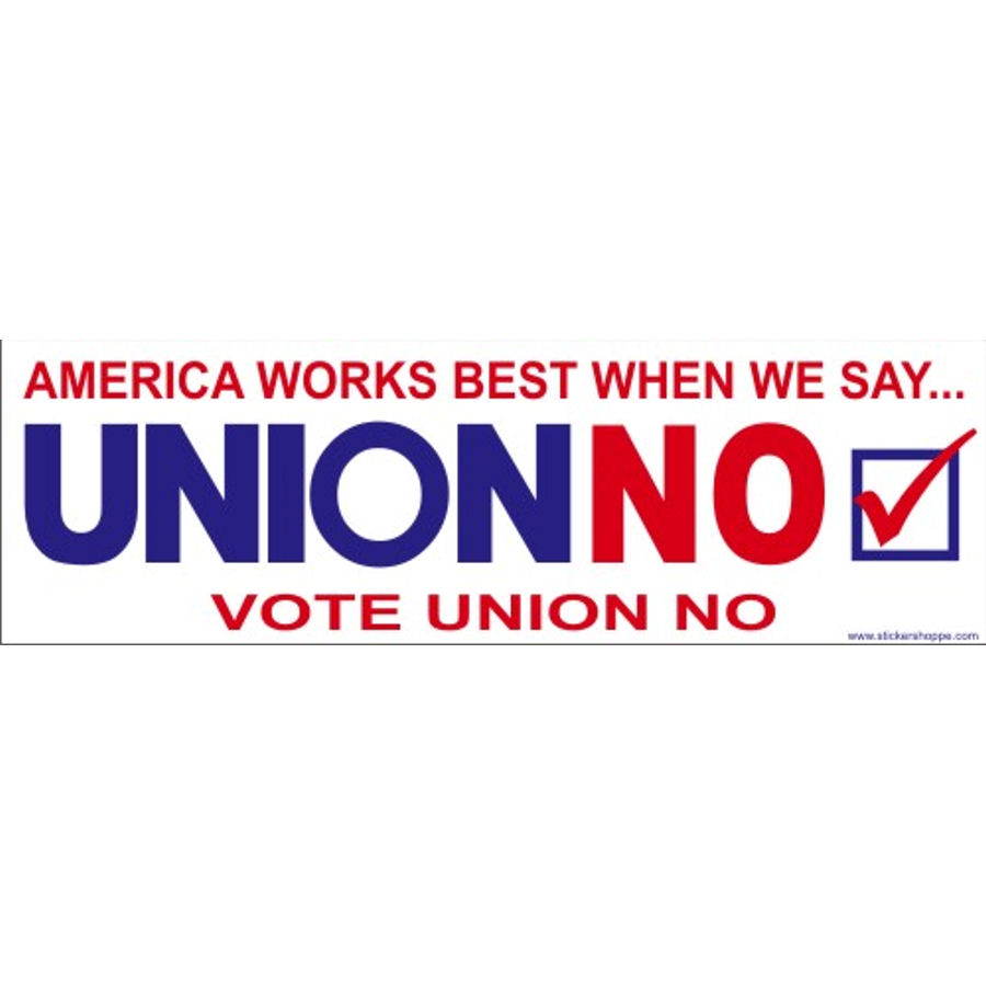Vote Union No - Bumper Sticker at Sticker Shoppe