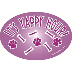It?s Yappy Hour - Oval Magnet at Sticker Shoppe